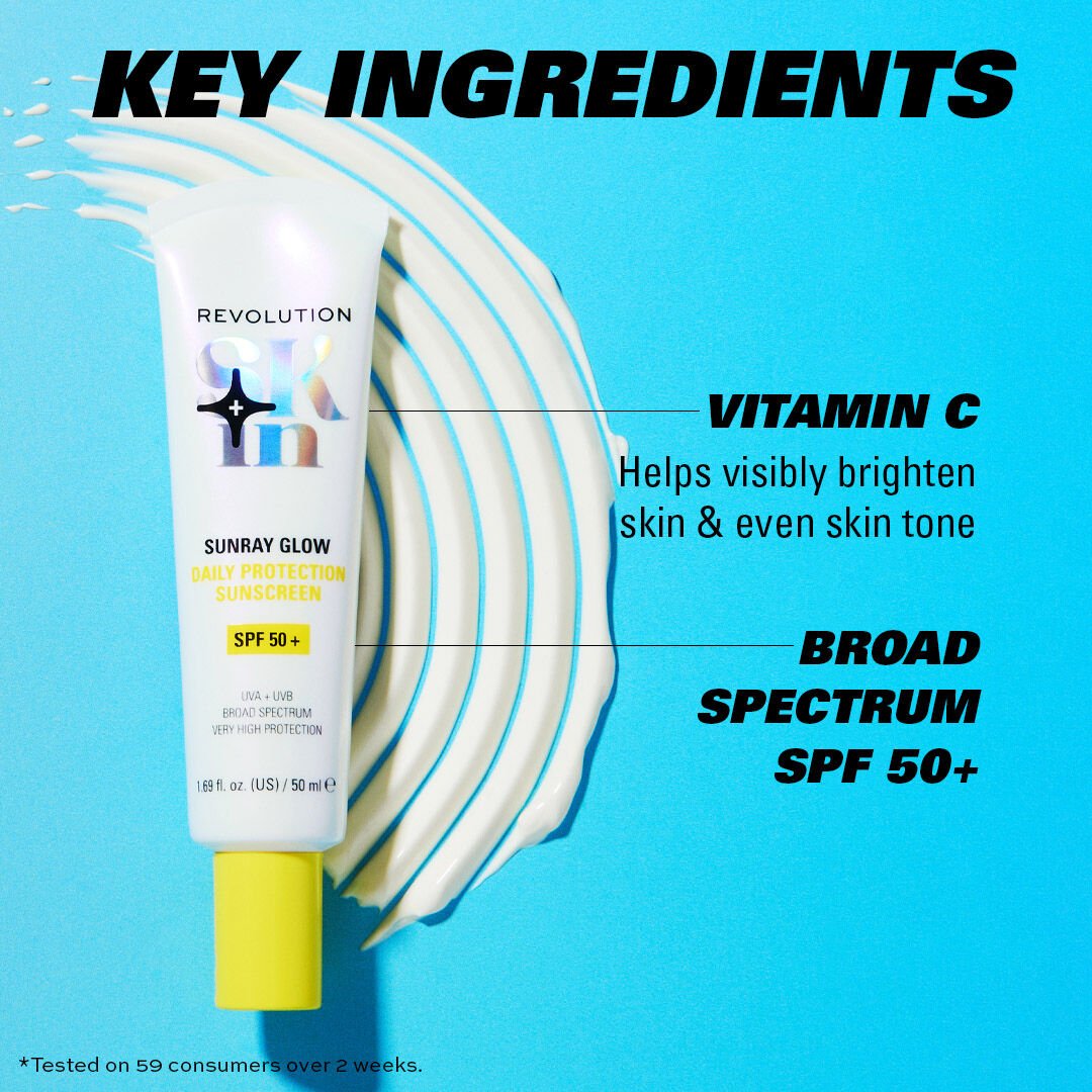 Revolution Skin Sunray Glow Daily Protection Sunscreen SPF 50+ with Vitamin C | Revolution Beauty